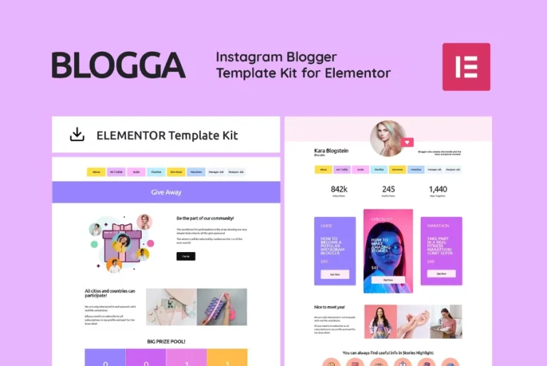 BLOGGA – Instagram Blogger Elementor Template - The Toolbox GPL Club