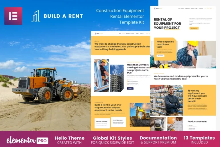 Build-A-Rent – Construction Equipment Rental Elementor Template - The ...
